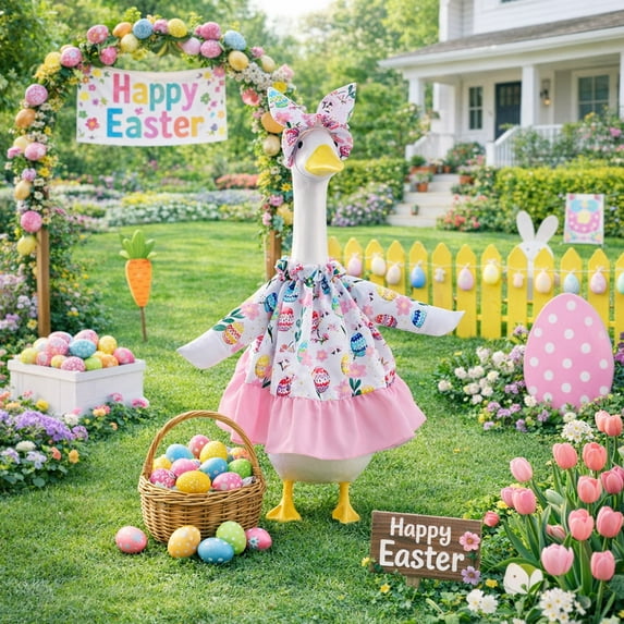 Easter Themed Goose Outfit with Hat for 23Inch Statue Durable Polyester ...
