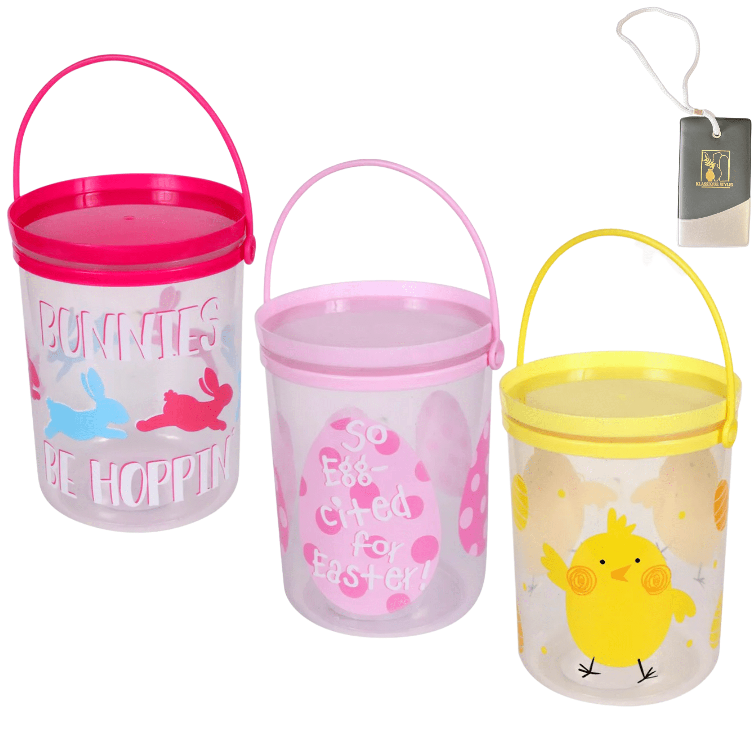 Easter Themed Plastic Buckets with Lids and Handles 5.25x4in Home ...