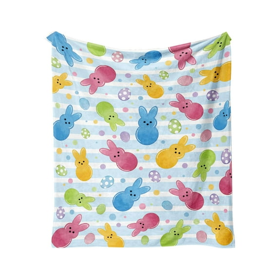 Easter Throw Blanket Eggs Blankets Soft Lightweight Flannel Warm Cozy ...