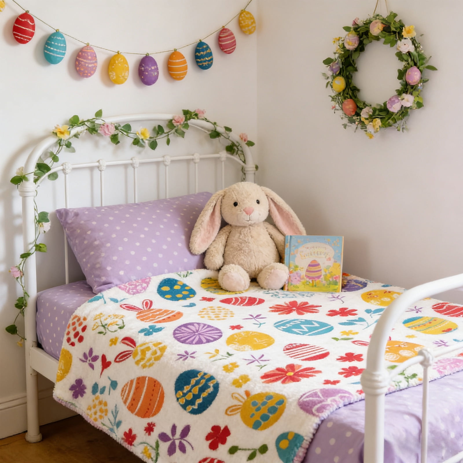 Easter Throw Blanket,Spring Easter Throw Blankets,Bunny Eggs Soft ...