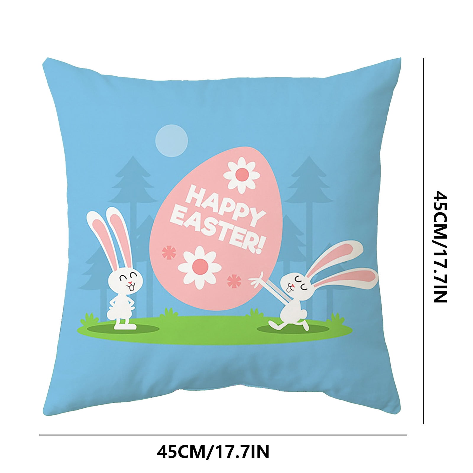 Easter Throw Pillow Cover 17.7x17.7 Inch Easter Bunny Egg Decorative ...