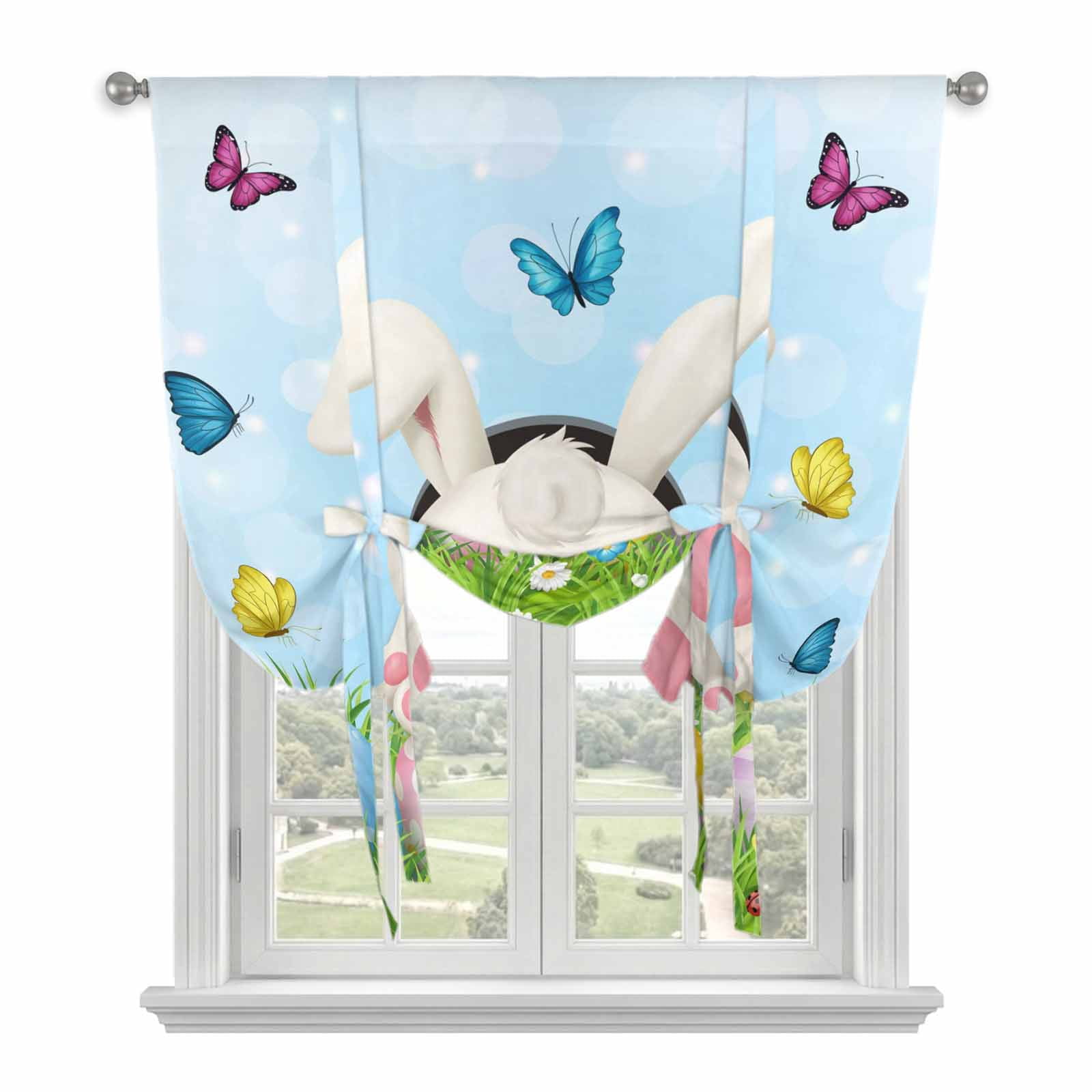 Easter Tie Up Curtains for Windows, Balloon Window Shades, Spring ...