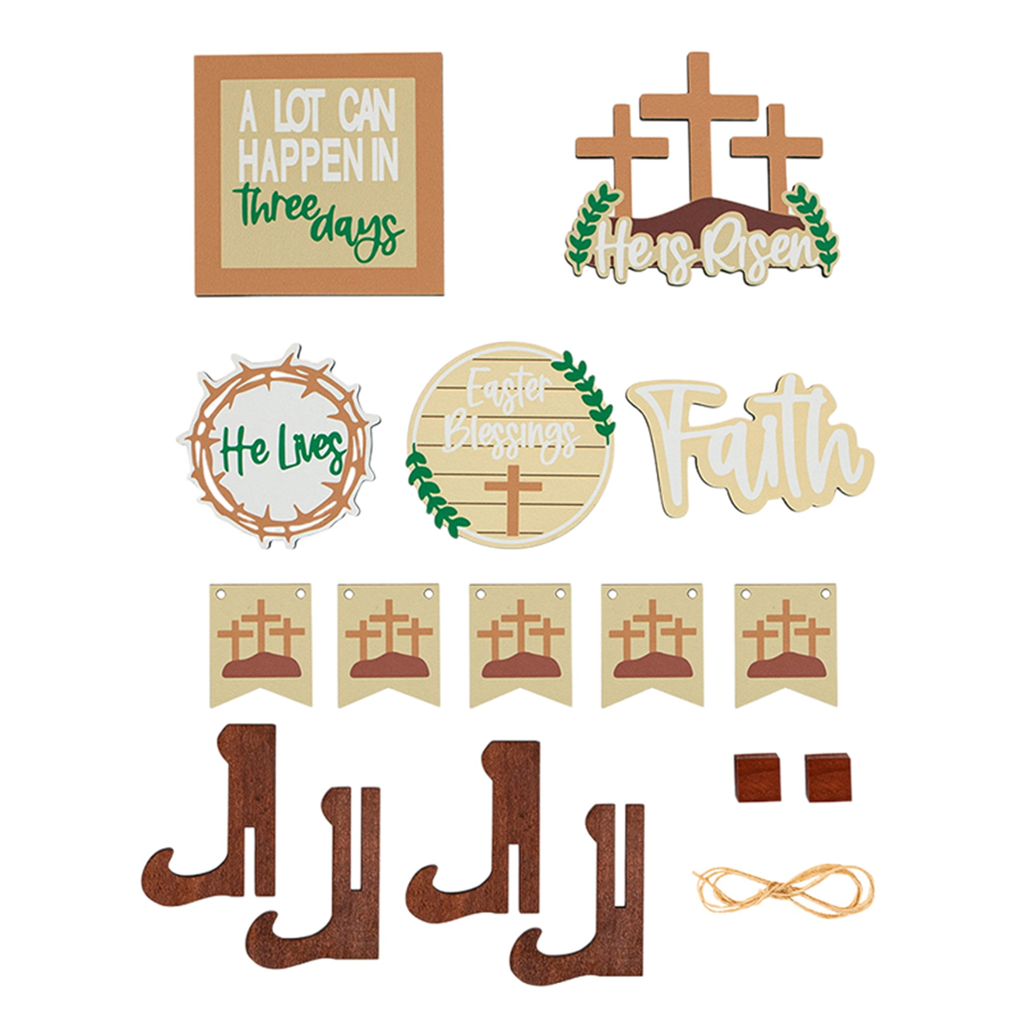 Easter Tiered Tray Decor Set He Lives Jesus Tomb Wooden Signs Blocks ...