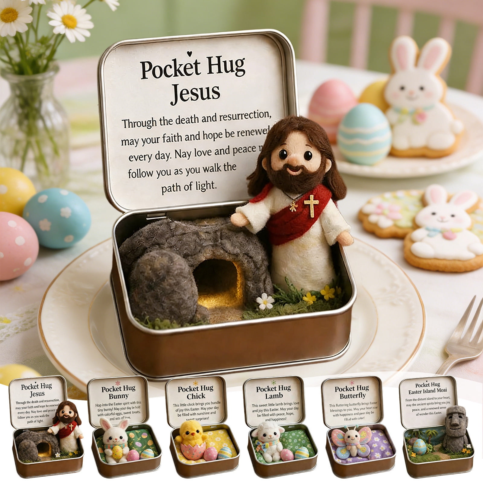 Easter Tin Box with Plush Toy Surprise Gift Set Holiday Storage ...