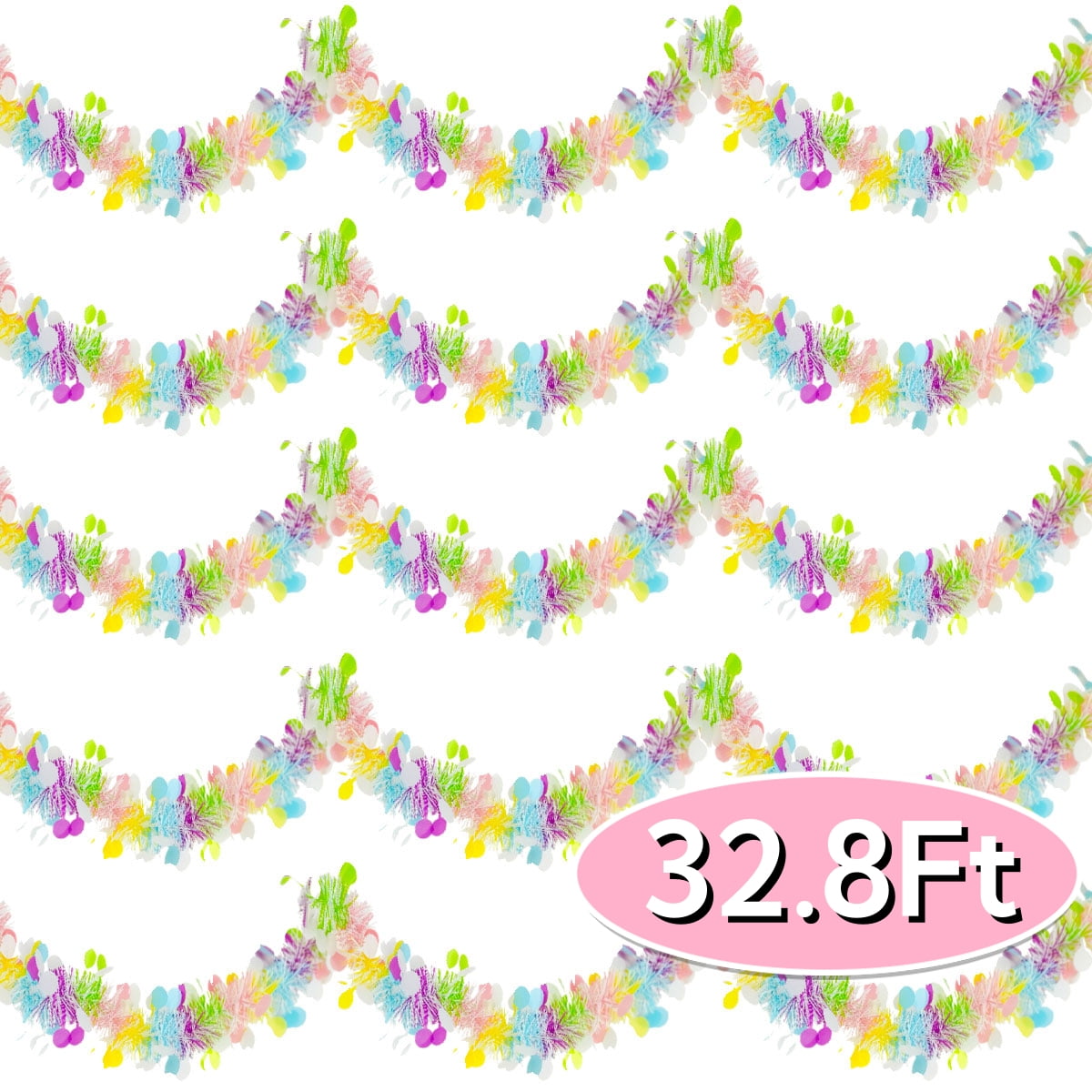 Easter Tinsel Garlands Spring Garland with Eggs Outdoor Hanging Glitter ...