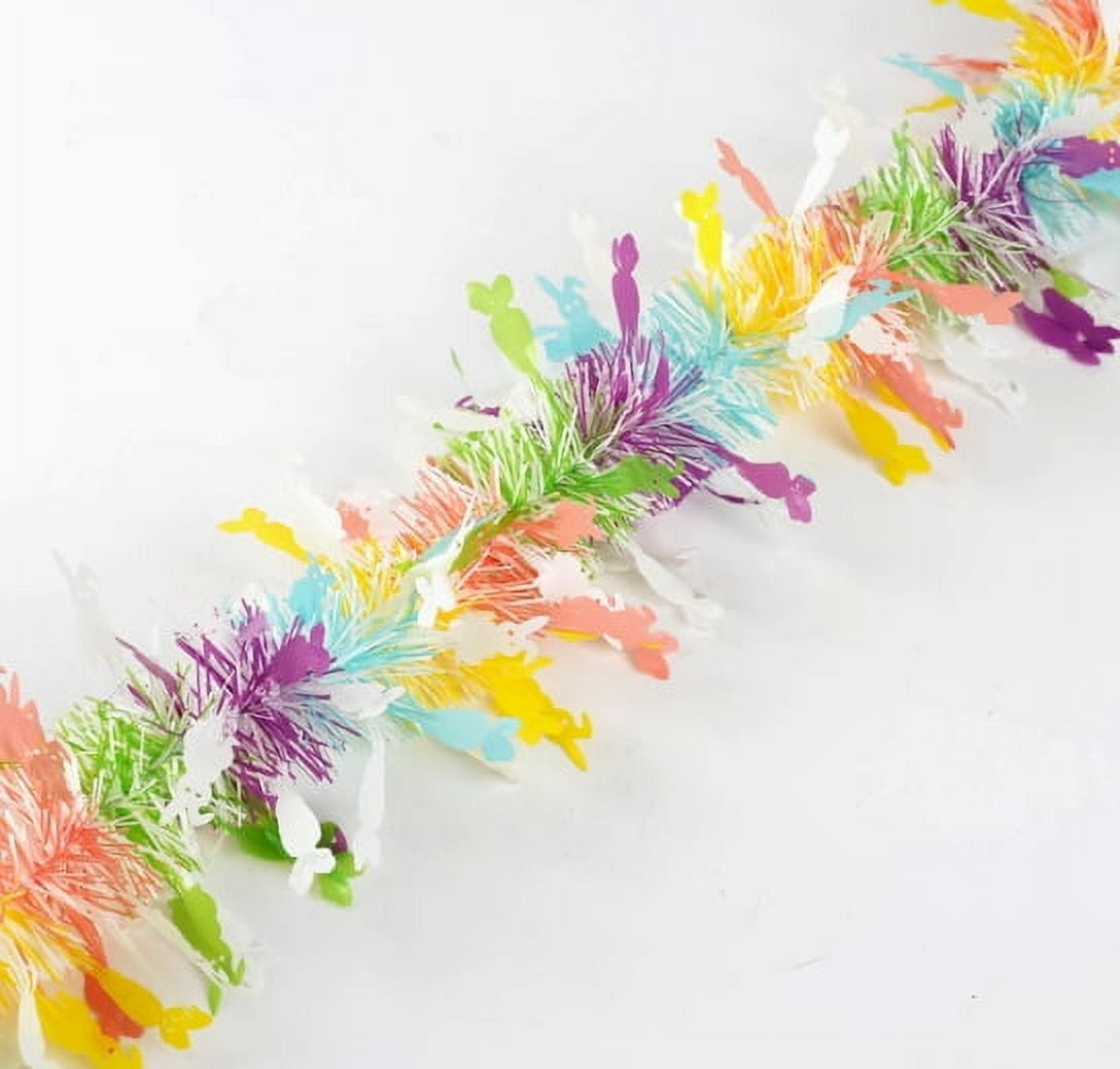 Easter Tinsel Garlands Spring Garland with Eggs Outdoor Hanging Glitter ...
