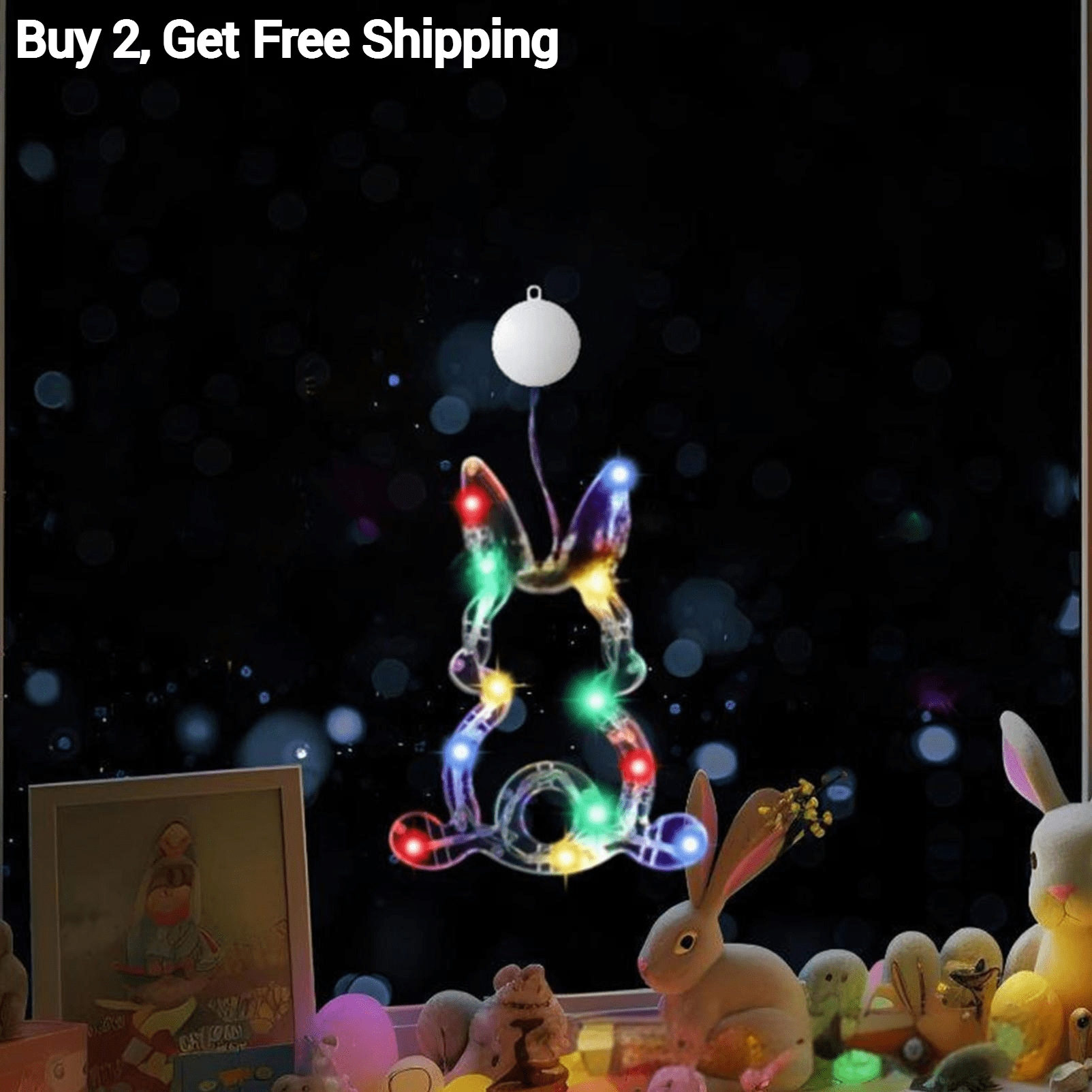 Easter Tinted Window Lights, Bunny & Easter Egg Battery-Operated LED ...