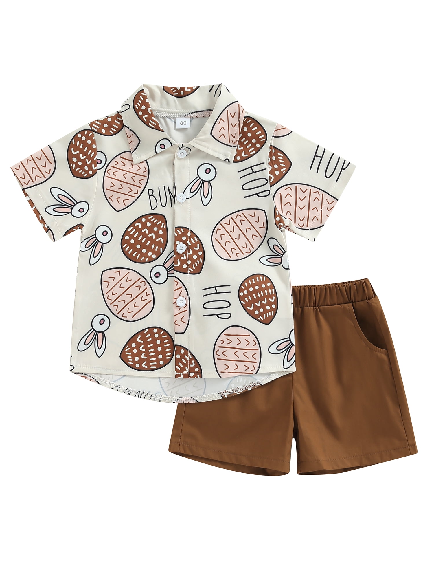 Easter Toddler Baby Boys Gentleman Outfits Eggs Bunny Print Short ...