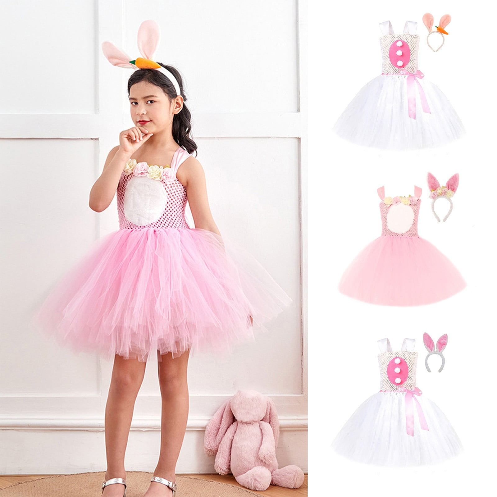 Easter Little Girls Dresses Toddler Girls Pink Adorable Easter Bunny ...