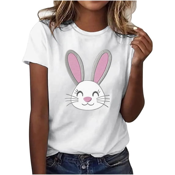 Easter Tops for Women Solid Color Elegant Bunny Print Ladies Clothing ...