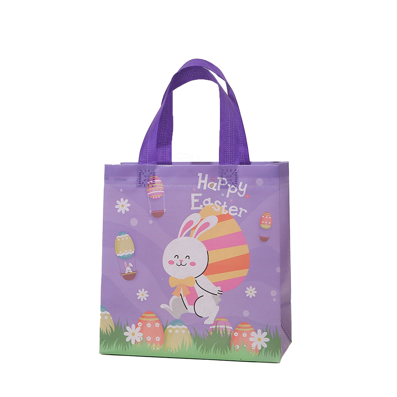 Easter Tote Bags Reusable Grocery Shopping Bags Bunny Design Non Woven ...