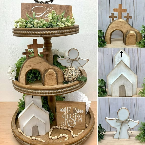 Easter Tray Bundle Kit, Wooden Easter Sign Tiered Tray Decorations, He ...