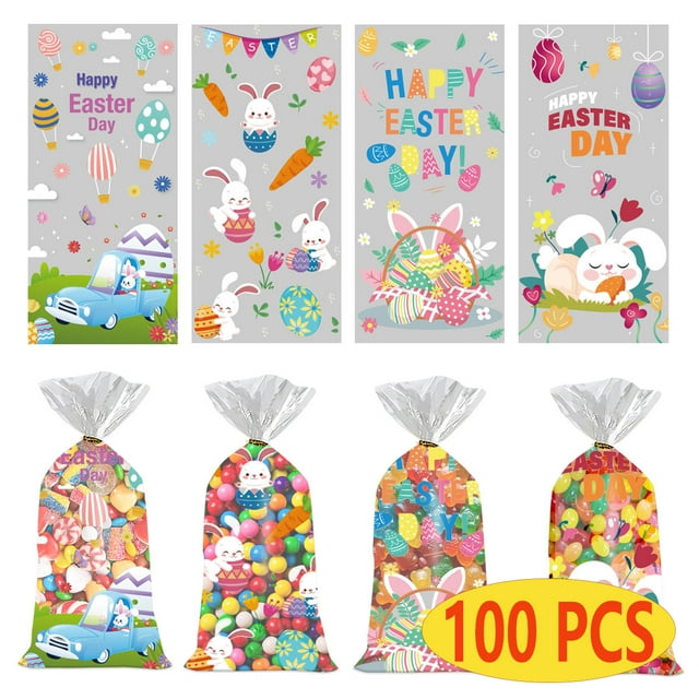 Easter Treat Bags Easter Cellophane Bags Bunny Candy Bags with Twist ...