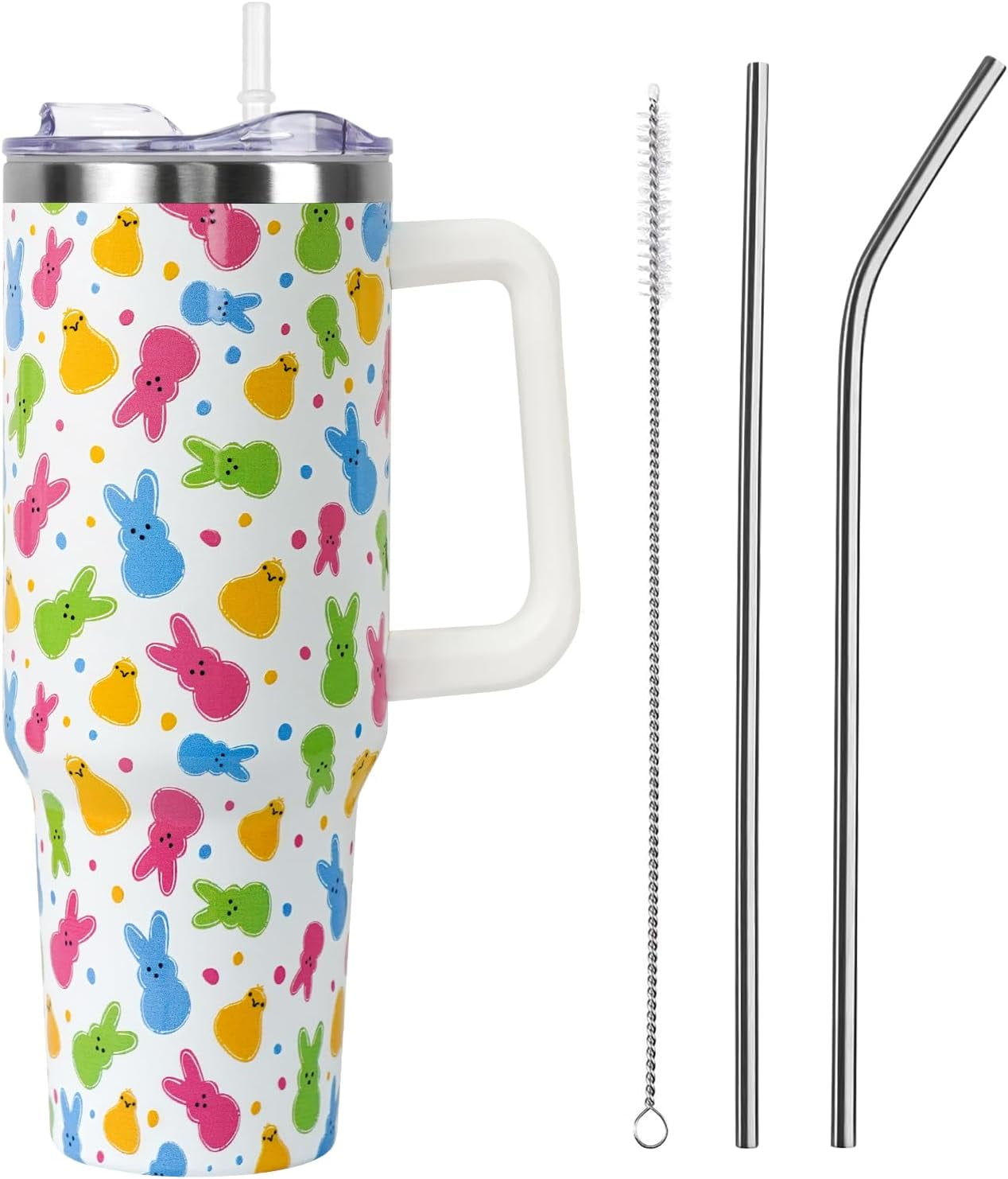 Easter Tumbler with Handle and Straw Lid 40 oz,Cute Easter Spring Gift ...