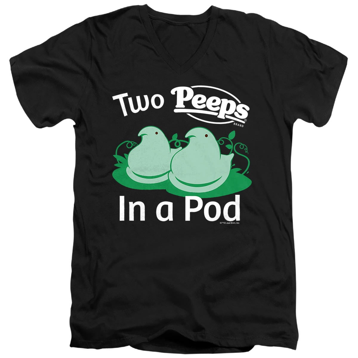 Easter Two Peeps In a Pod Unisex Adult V-Neck T Shirt (Medium) Black ...