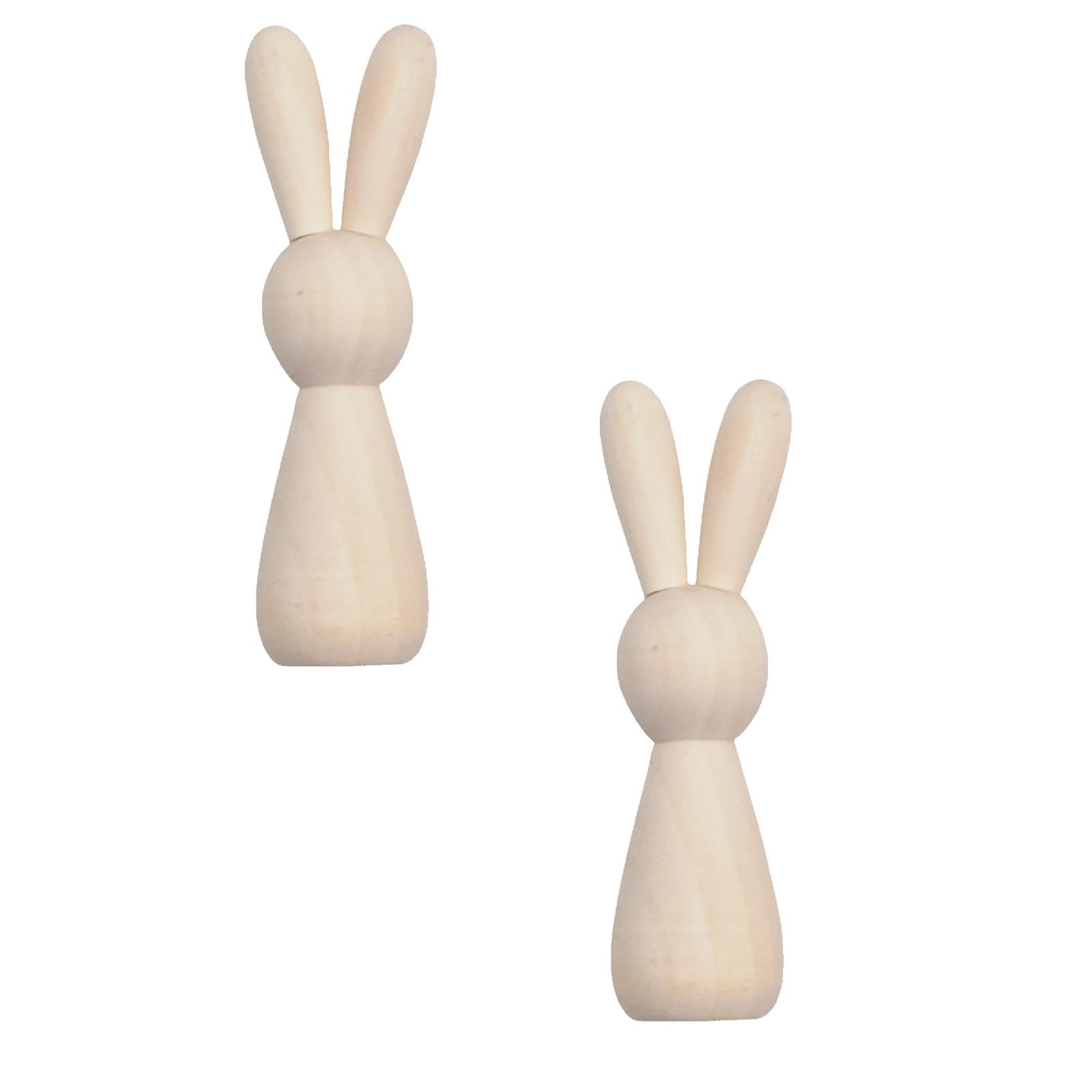Easter Unfinished Wooden Rabbit Statue Bunny Figure Unpainted DIY ...