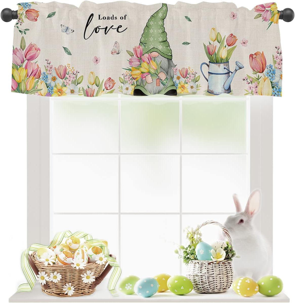 Easter Valance for Windows Gnome Tulip Curtains Valances Loads of Love ...