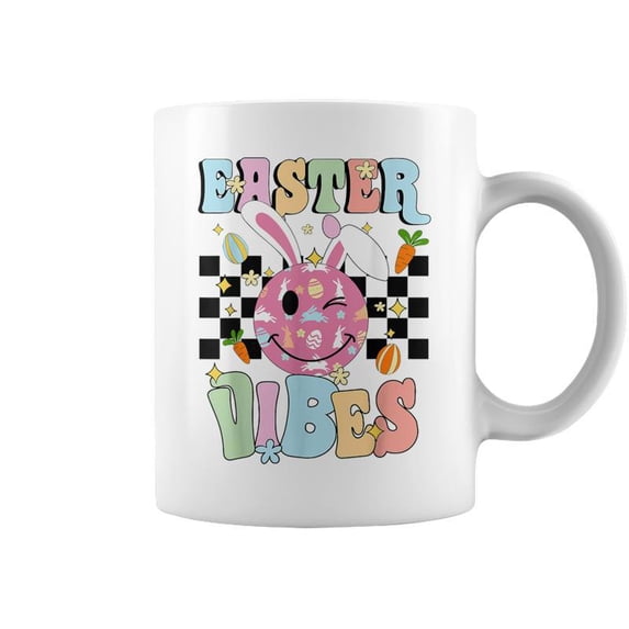 Easter Vibes Smiles Happy Face Bunny Happy Easter Boys Girls Coffee ...