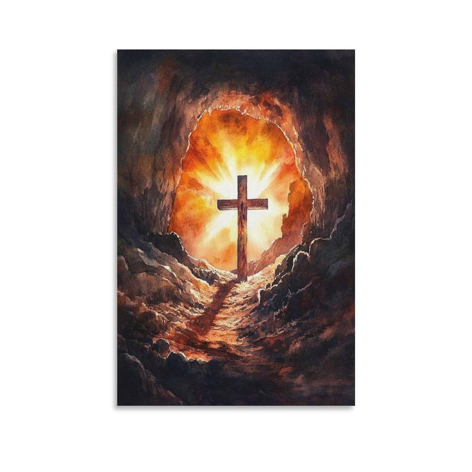 Easter Wall Art Cross Poster Holy Light, Jesus Christ Resurrection ...