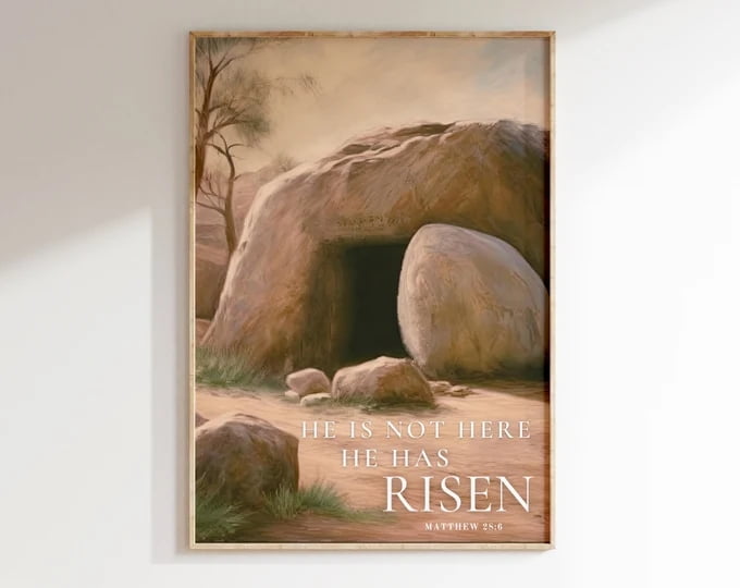 Easter Wall Art - He Is Risen Print - Bible Verse Wall Art Easter Decor - Jesus Christ Lives ...