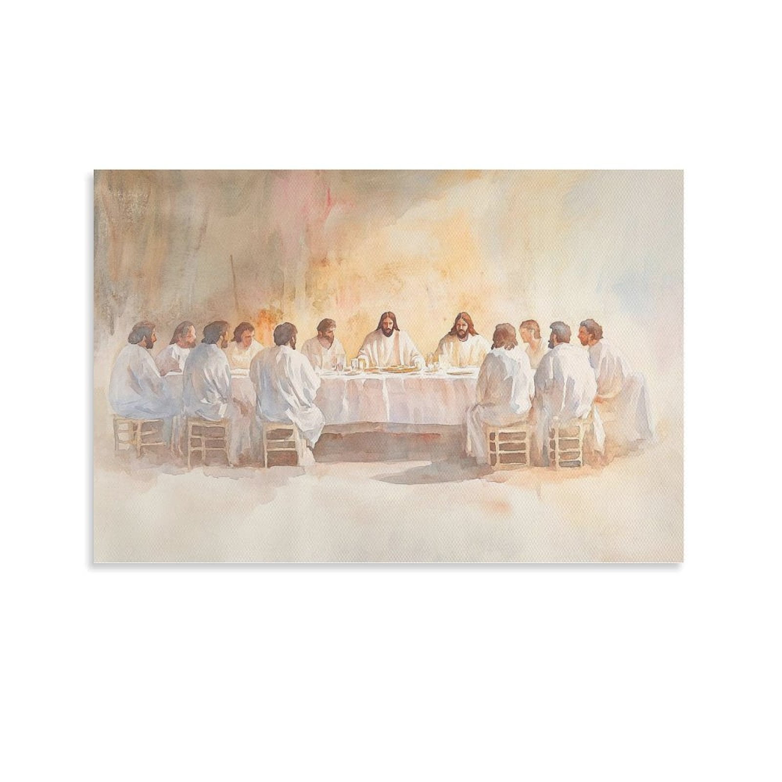 Easter Wall Art Last Supper Poster Bible Watercolor Canvas Print ...