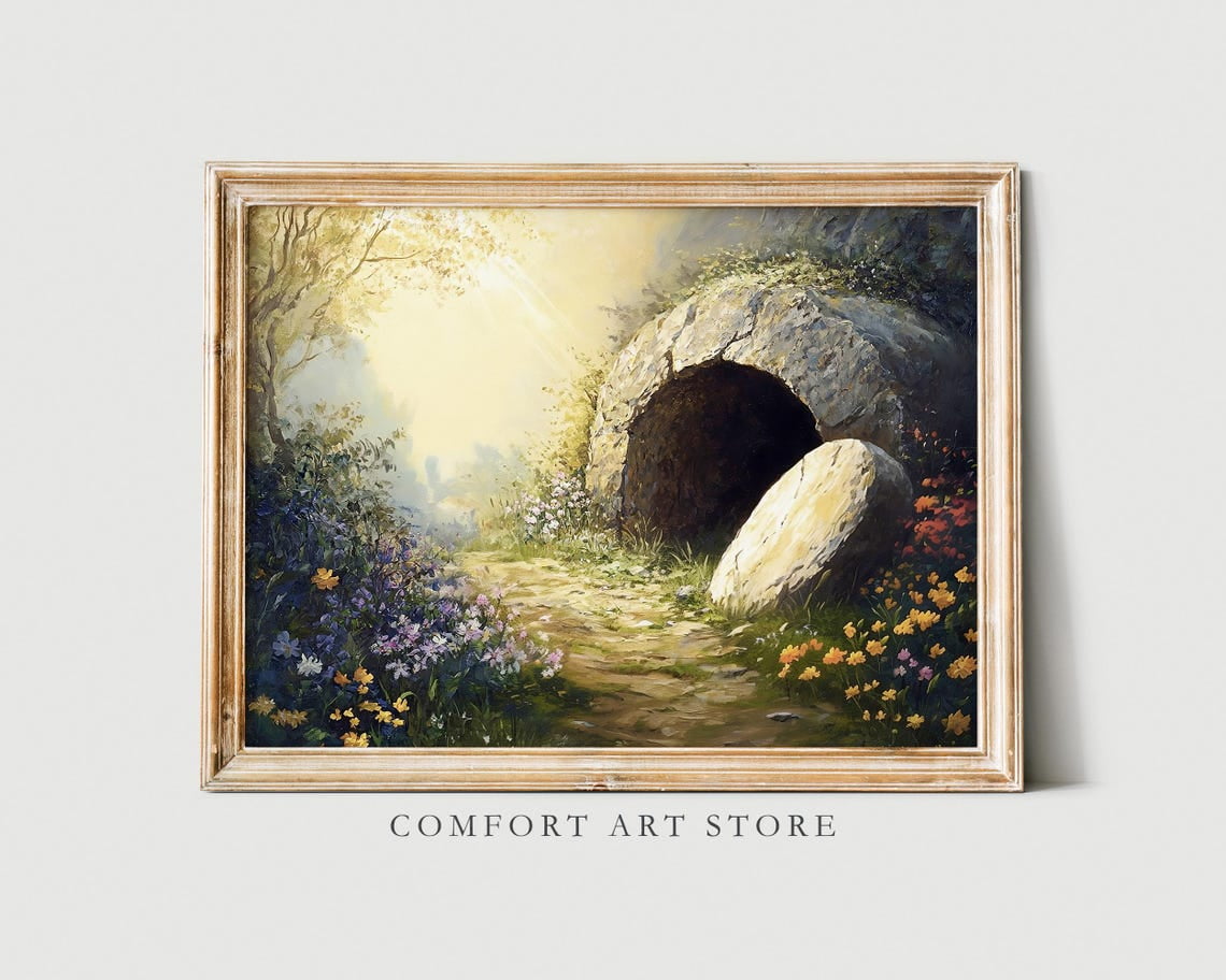 Easter Wall Art Resurrection Jesus Easter Printable He Is Risen Vintage ...