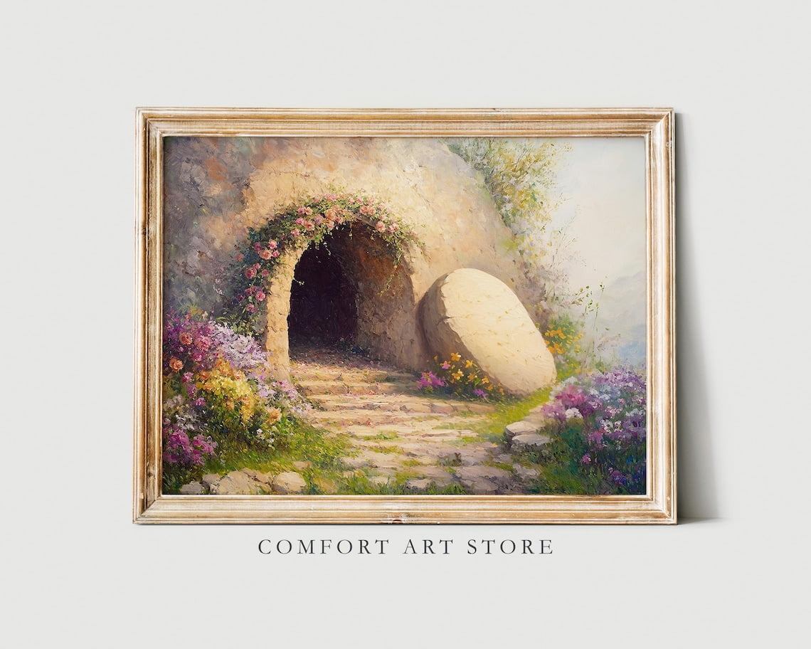 Easter Wall Art Resurrection Jesus Easter Printable He Is Risen Vintage ...
