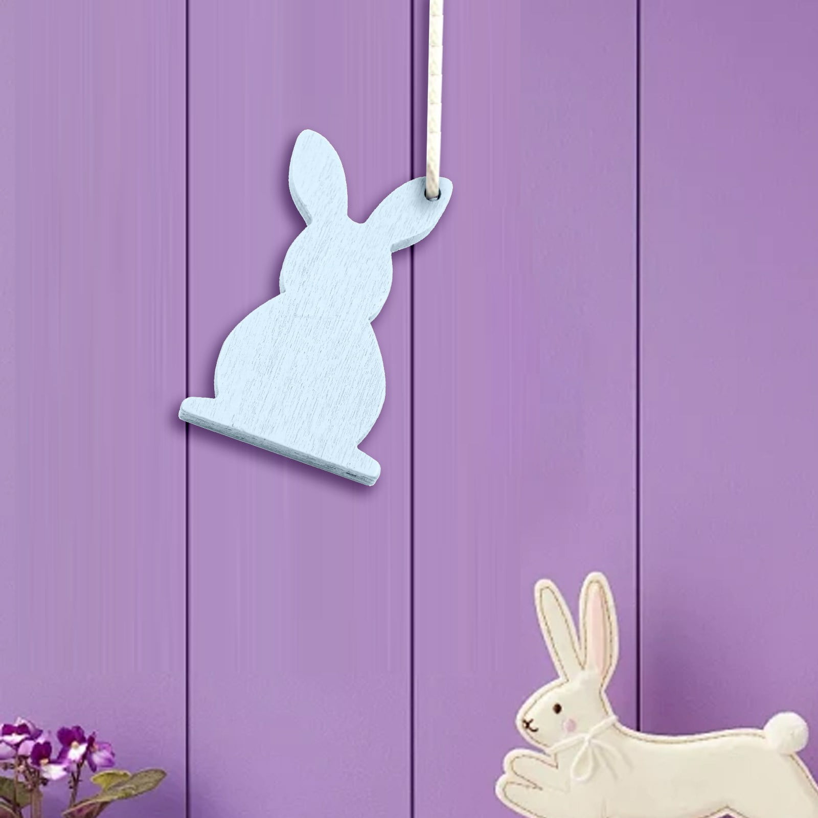 Easter Wall hanging 6pcs/Pack Easter Bunny Hangers Solid Color Wooden ...