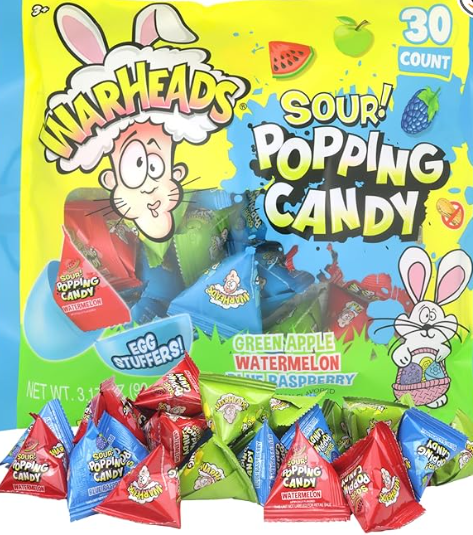 Warhead Sour Popping Candies, Watermelon, Green Apple, and Blue ...