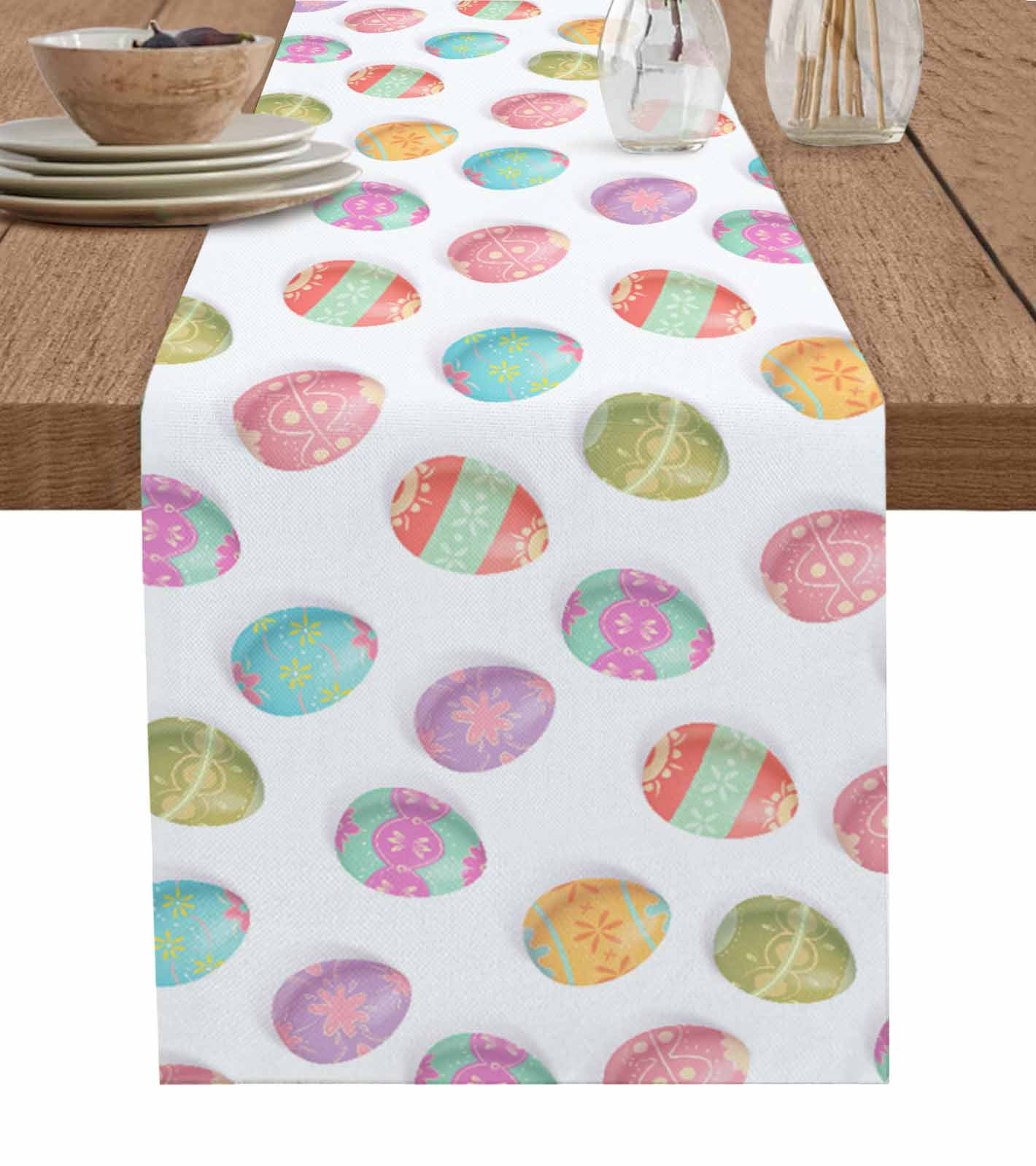 Easter Watercolor Eggs Table Runners Kitchen Dining ration Table ...