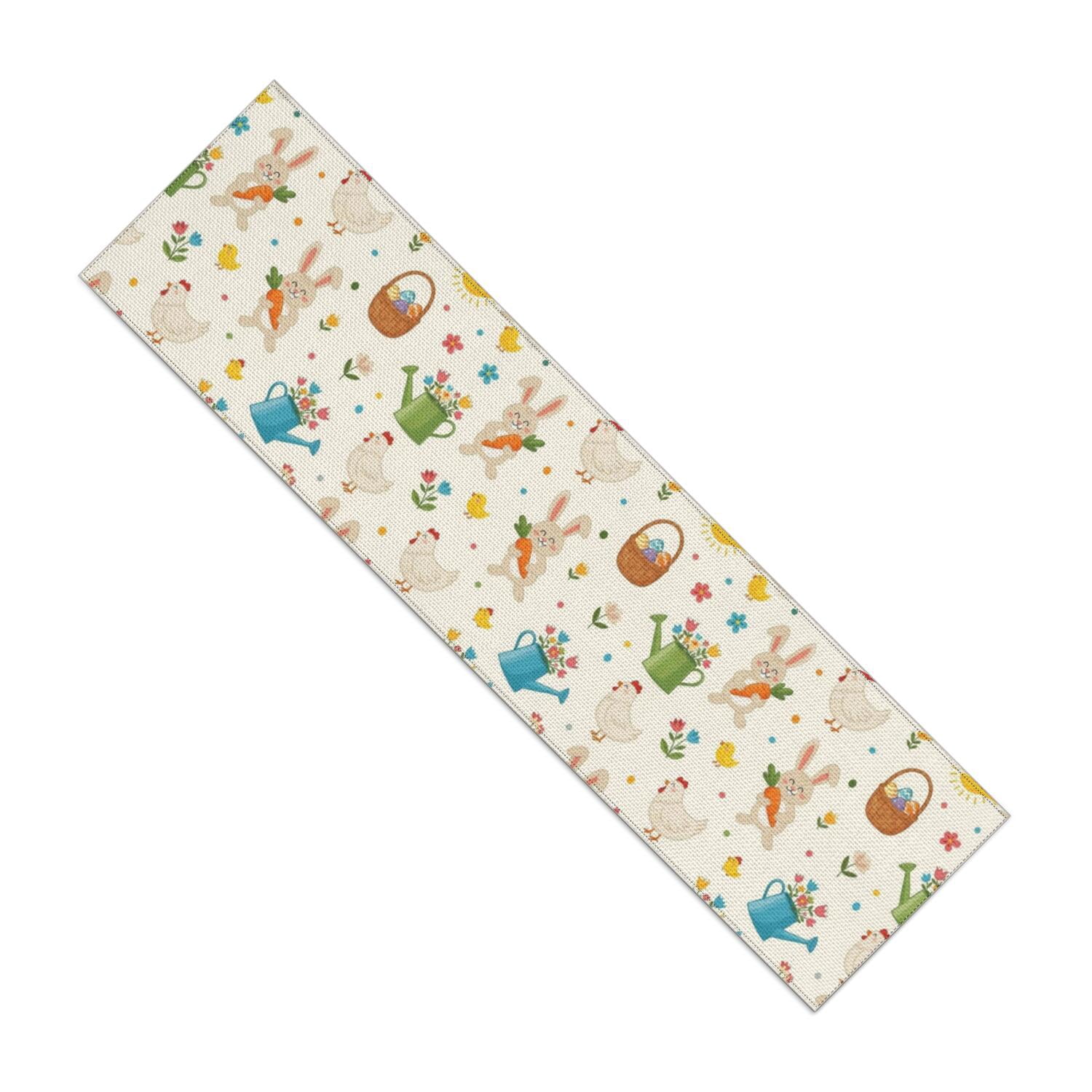 Easter and Watering Cans Cream Pattern Table Runner,Kitchen Dining ...