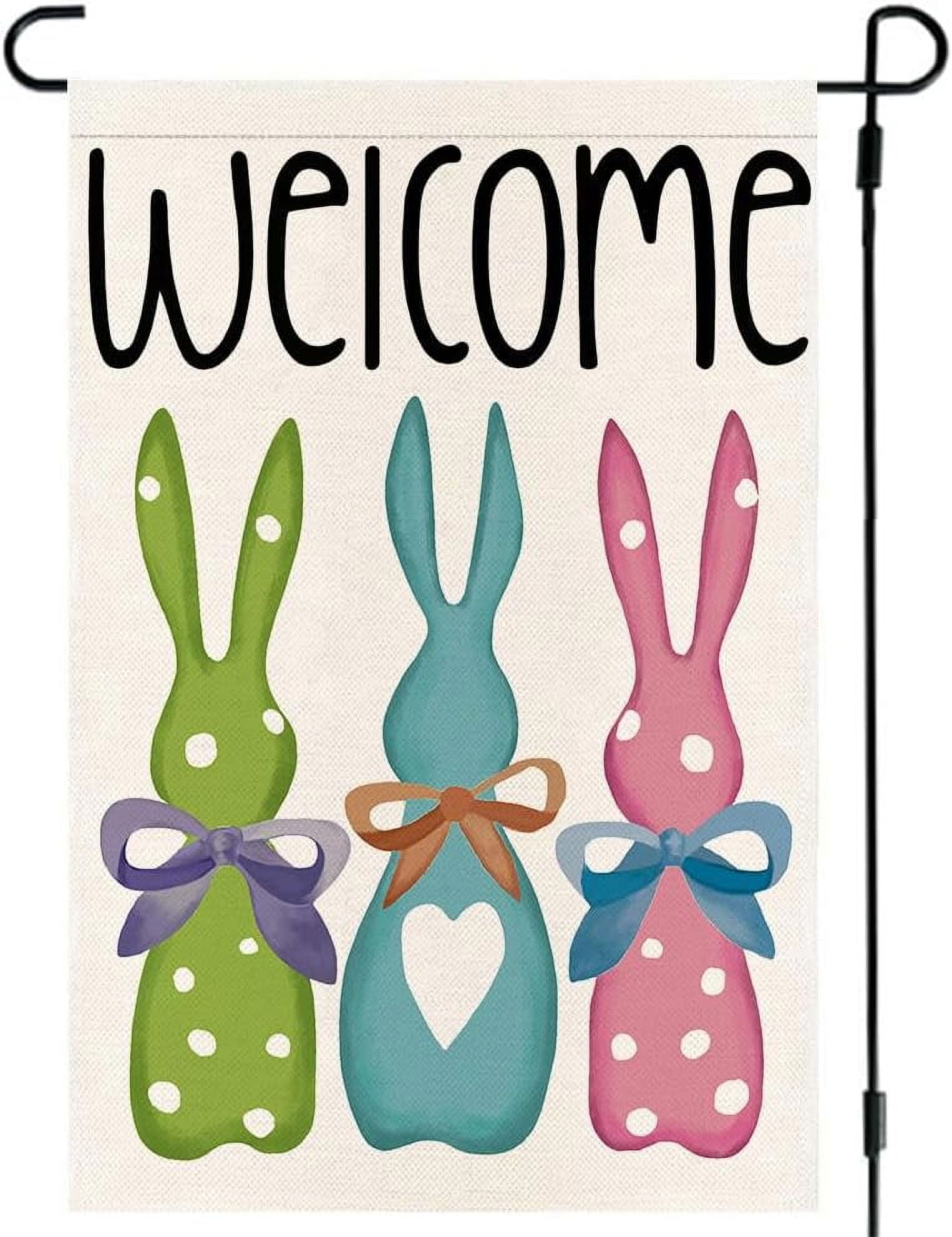 Easter Welcome Bunny Garden Flag 12.5x18 Double Sided for Outside ...