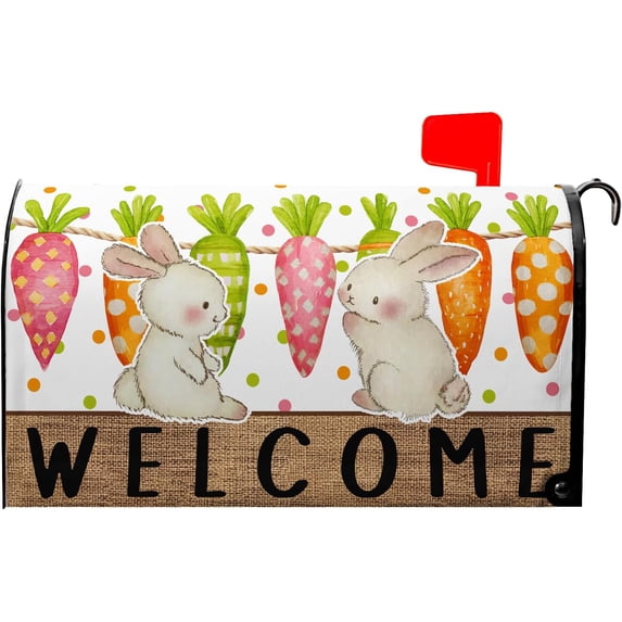 Easter Welcome Mailbox Cover Magnetic Standard Size Spring Cute Bunny ...
