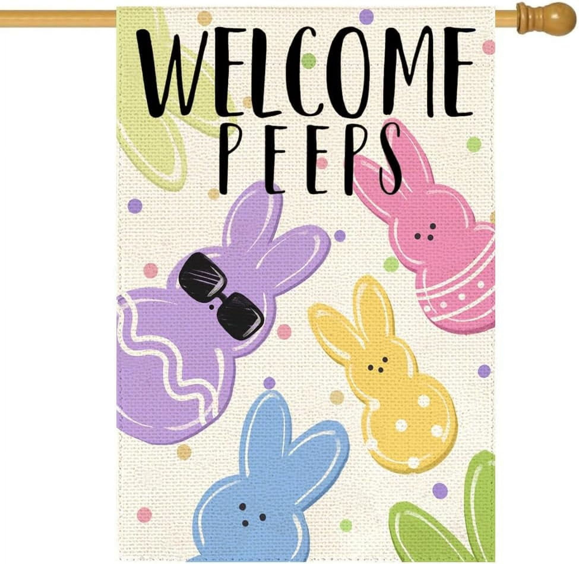 Easter Welcome Peeps House Flag 28x40 Inch Double Sided Outside Spring ...