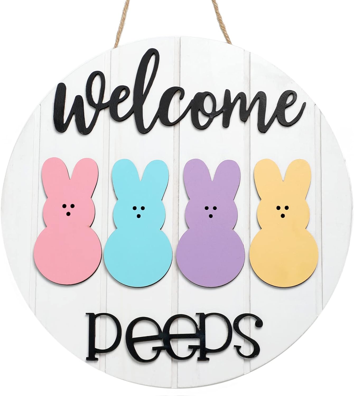 Easter Welcome Peeps Sign, Happy Easter Bunny Rabbit Door Sign, Spring ...
