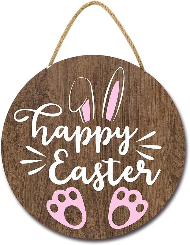 Easter Welcome Sign for Front Door Happy Easter Door Sign Wooden Bunny ...