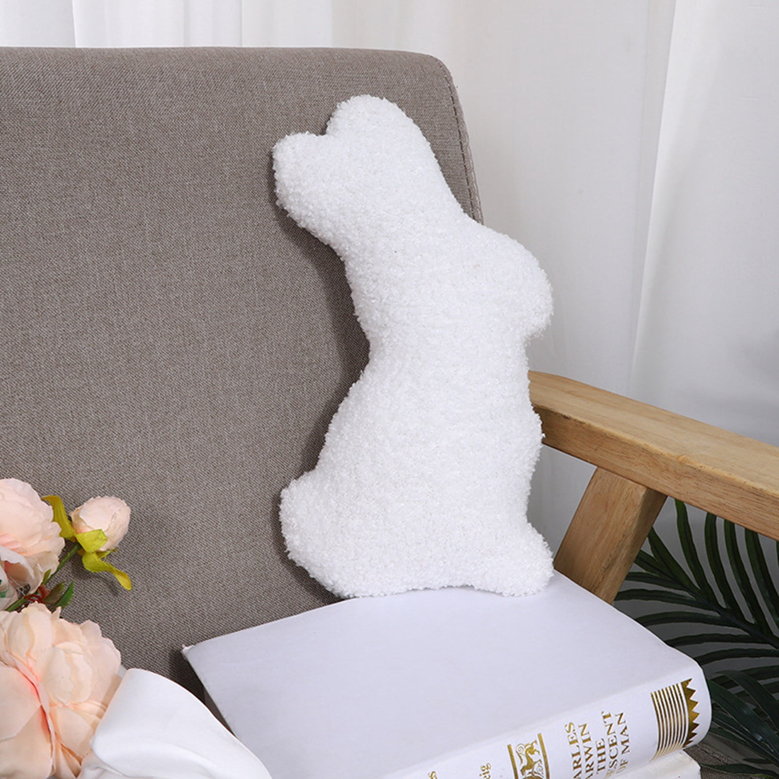 Easter White Rabbit Pillow Soft Plush Bunny Shaped Pillow, Easter Bunny ...
