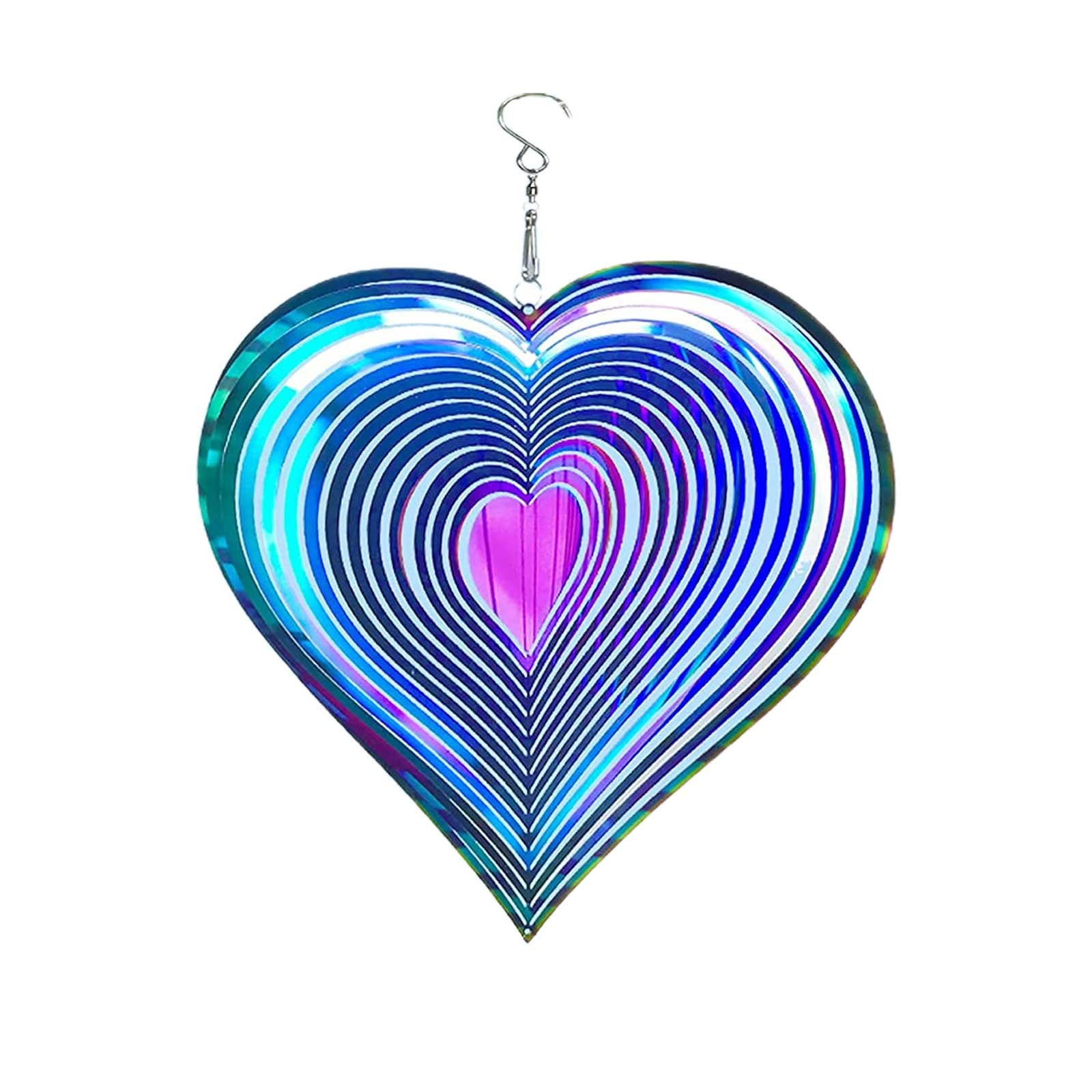 Easter Wind Chimes - 3D Heart Wind Stainless Wind Outdoor 3D Wind ...