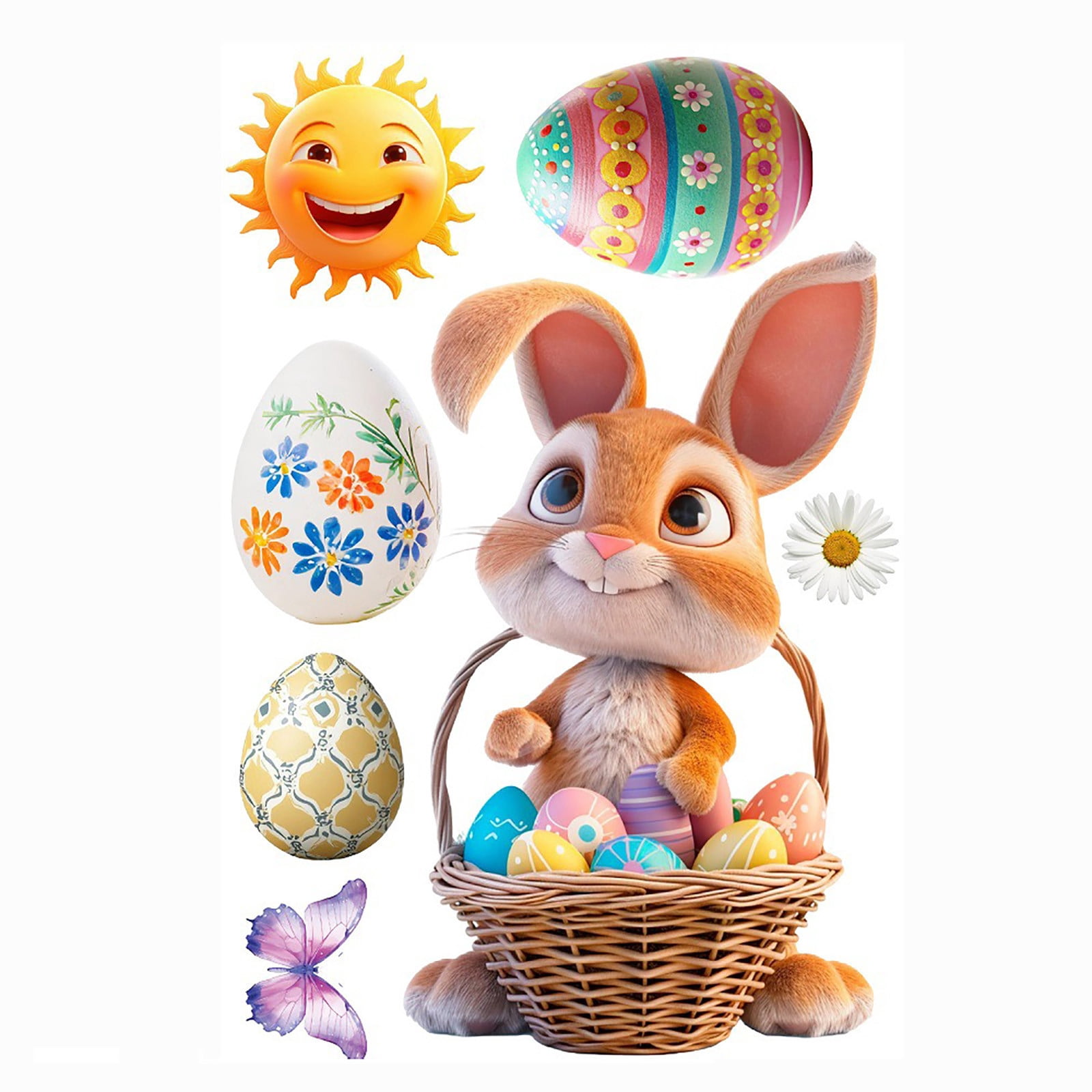 Easter Window Cling Stickers, Removable Bunny Decals For Home And ...