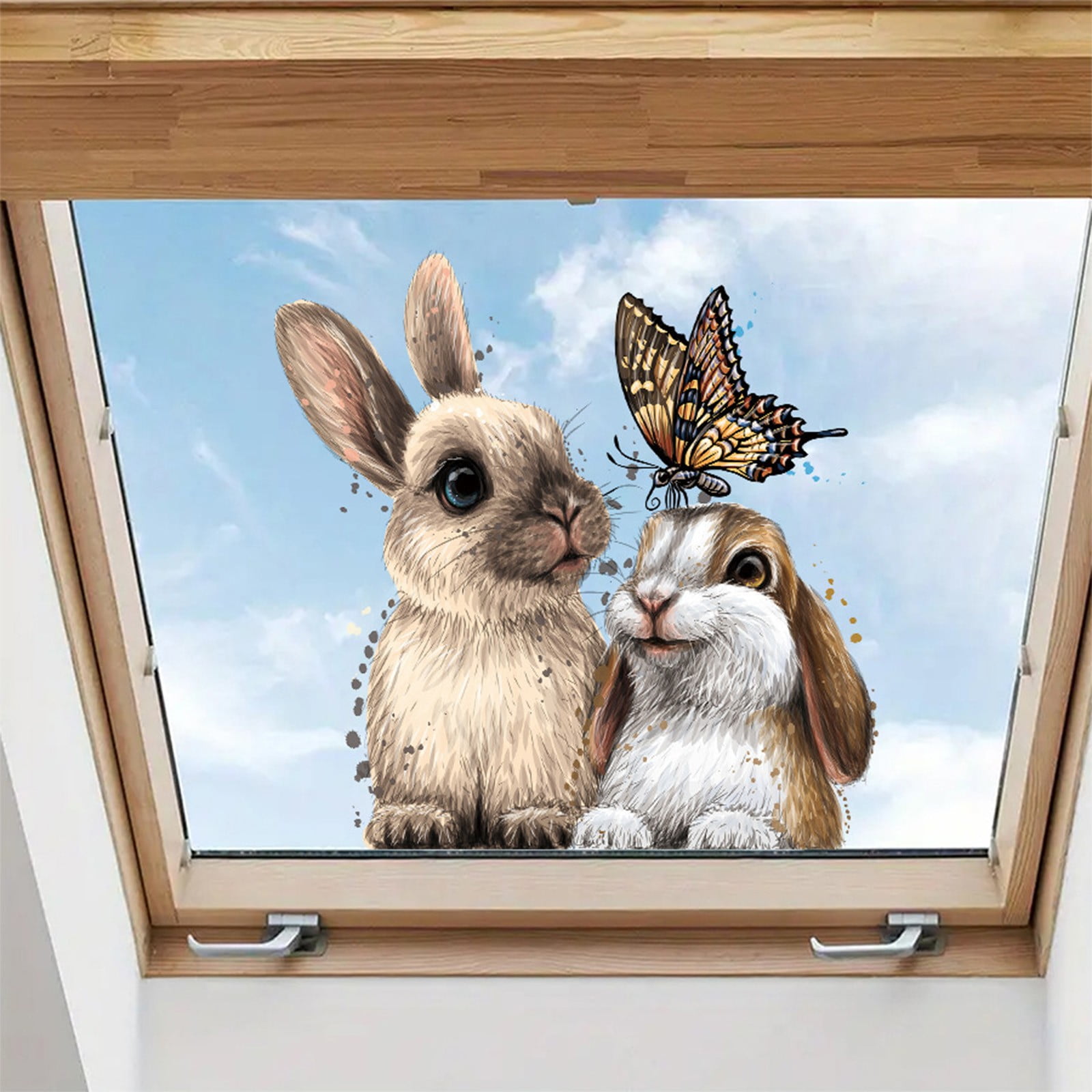 Easter Window Clings Cartoon Bunny Window Stickers Rabbit Window Decals ...