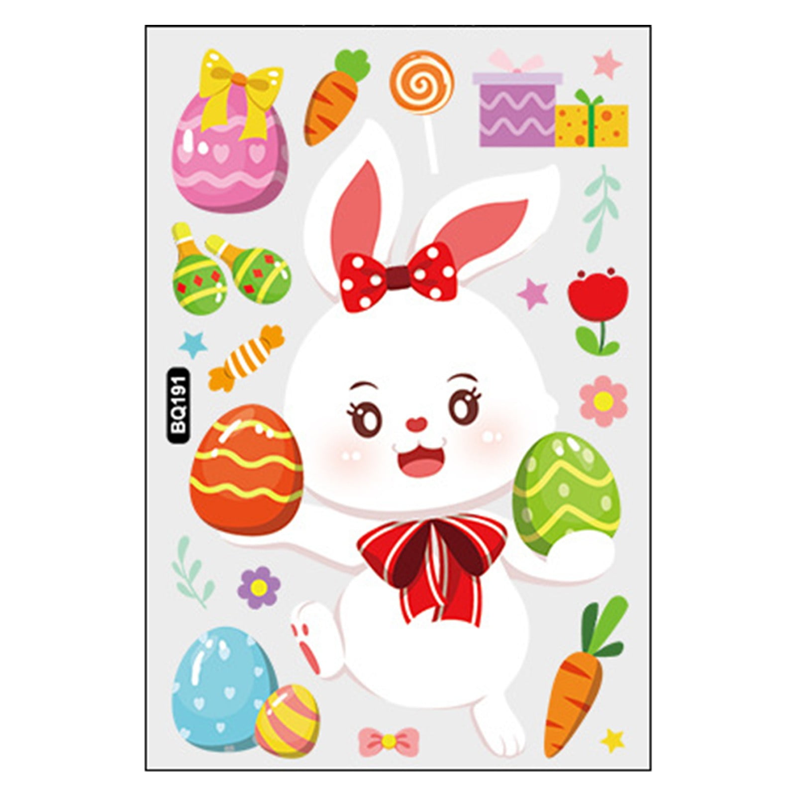 Easter Window Clings Cute Bunny Window Stickers Radish Eggs Butterfly ...