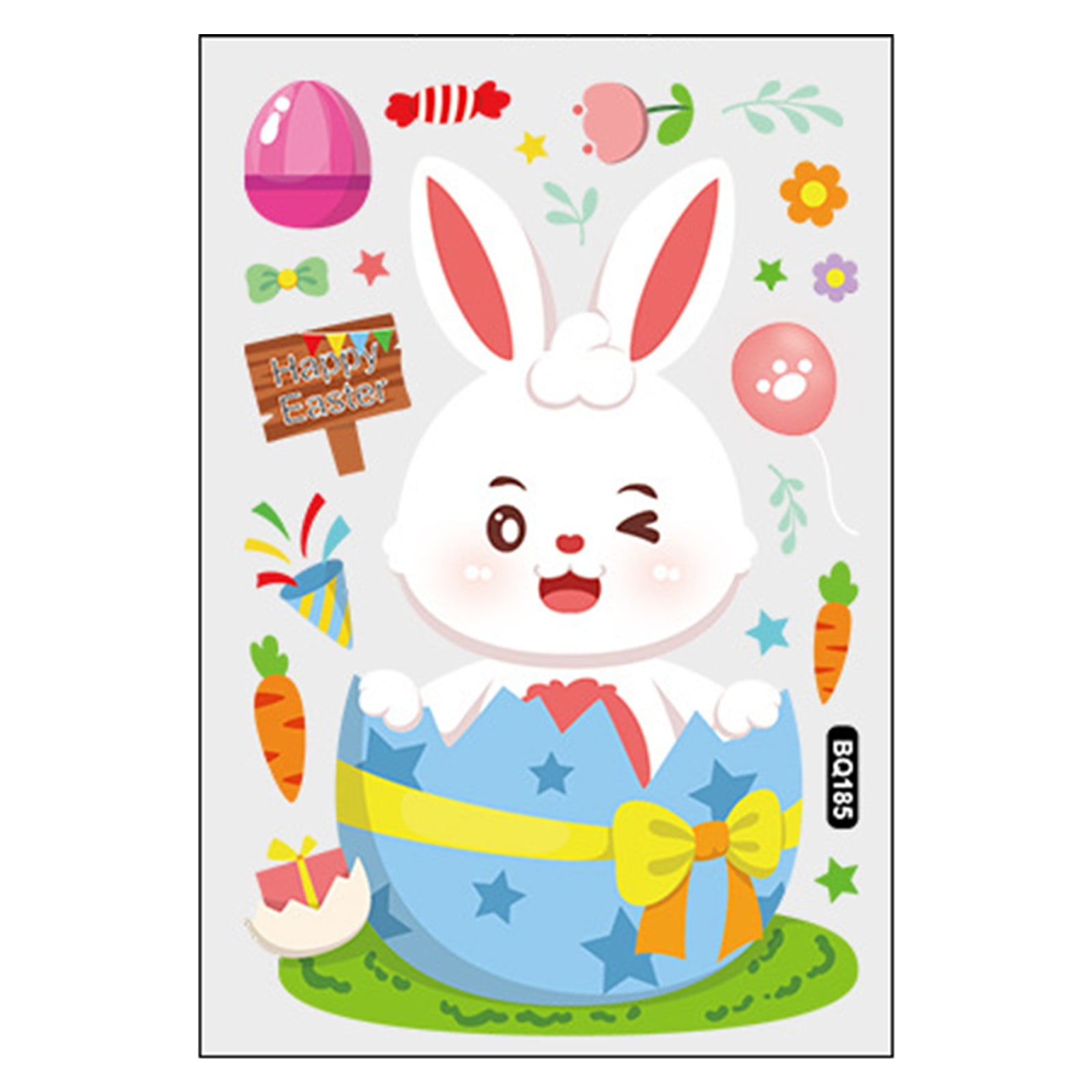 Easter Window Clings Cute Bunny Window Stickers Radish Eggs Butterfly ...