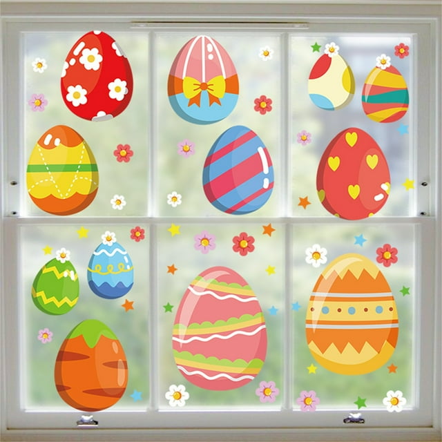 Easter Window Clings Easter Eggs Window Stickers Reusable Spring Easter ...