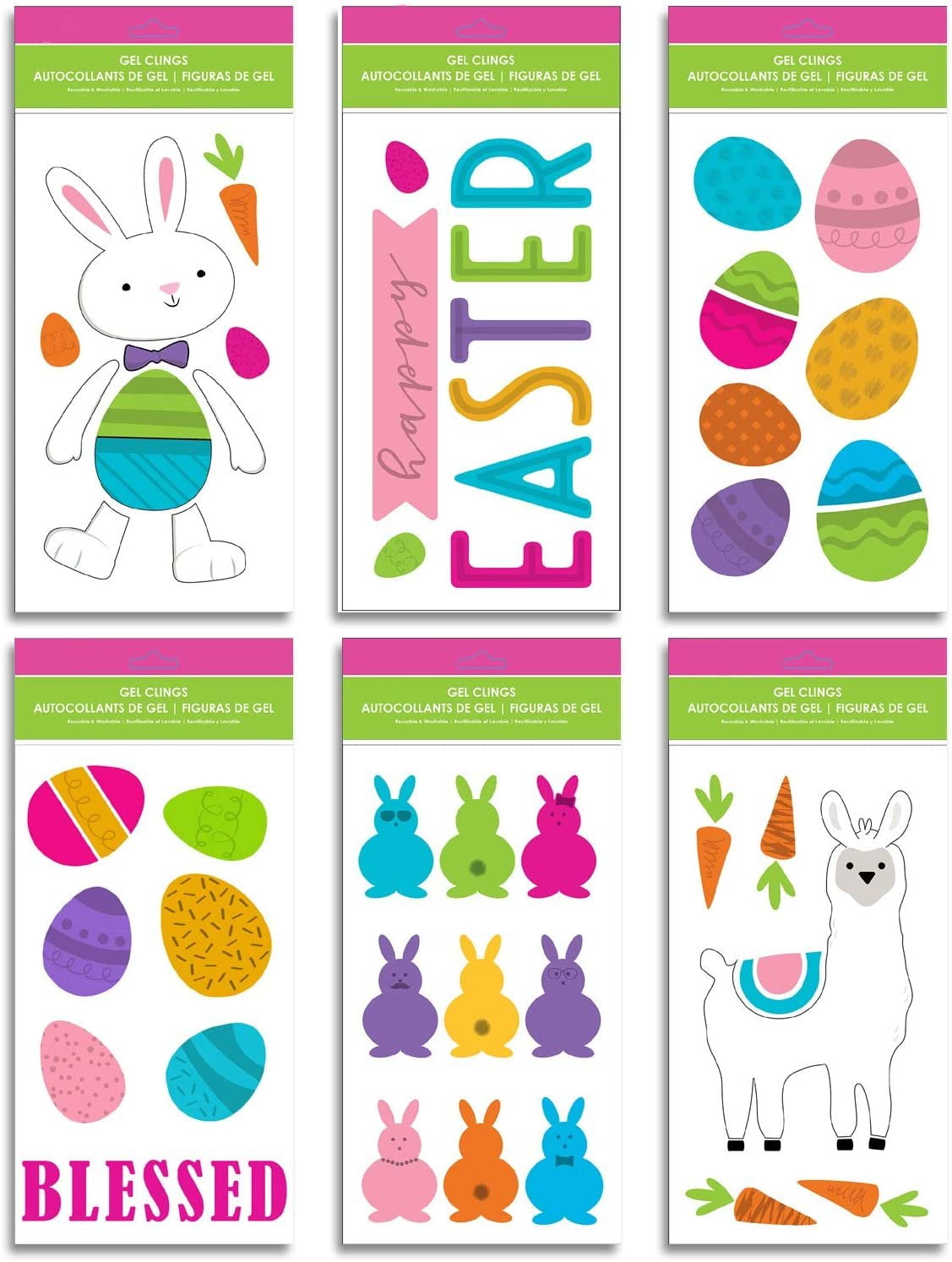 Easter Window Gel Clings - Pack of 6 Sheets of Easter Window Sticker ...