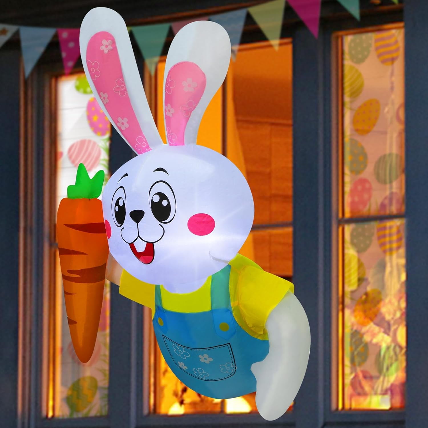 Easter Window Inflatable Cute Bunny, 4 FT Lighted Blow Easter Rabbit ...