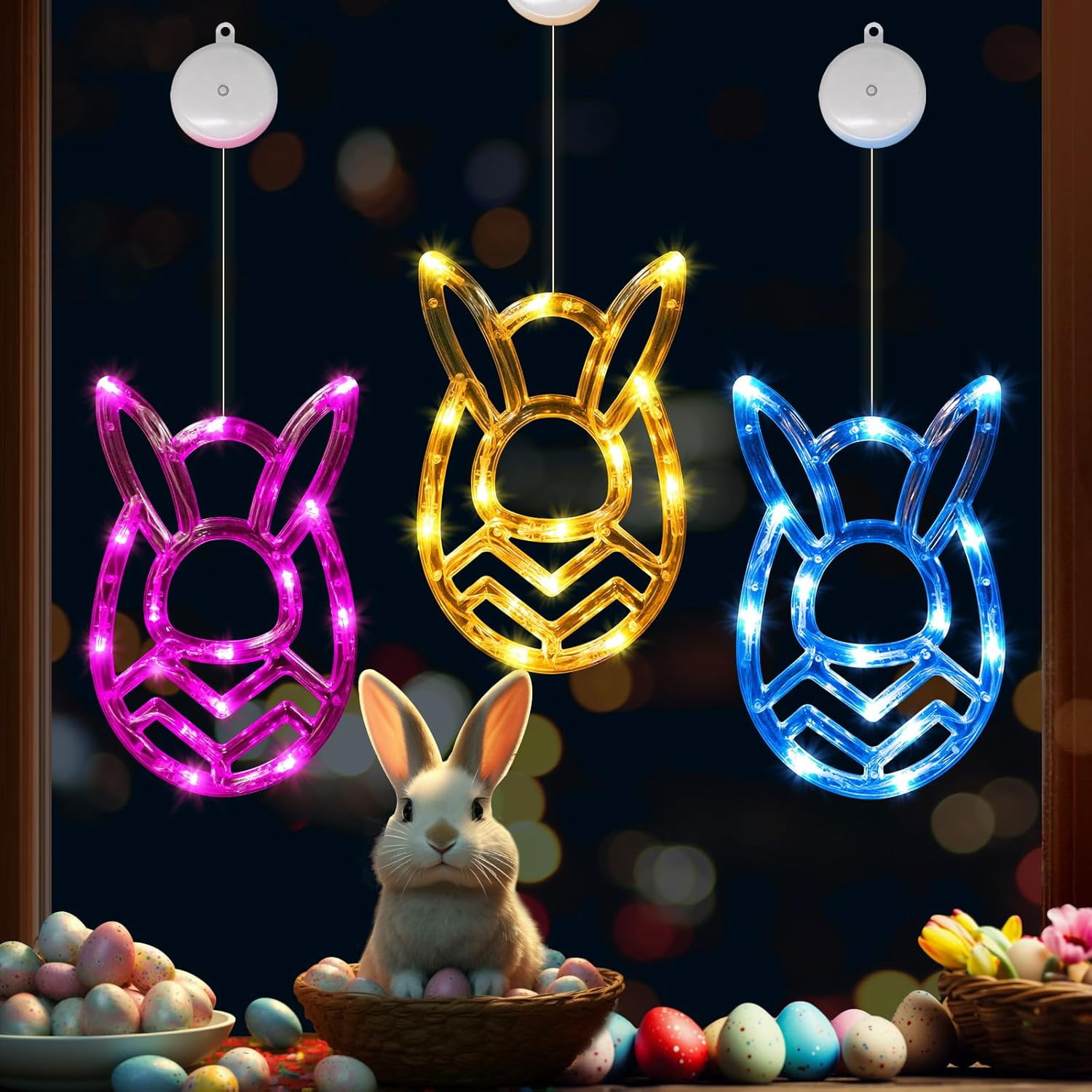 Easter Window Lights-3 Pack Bunny Easter Egg Easter Decorations Indoor ...