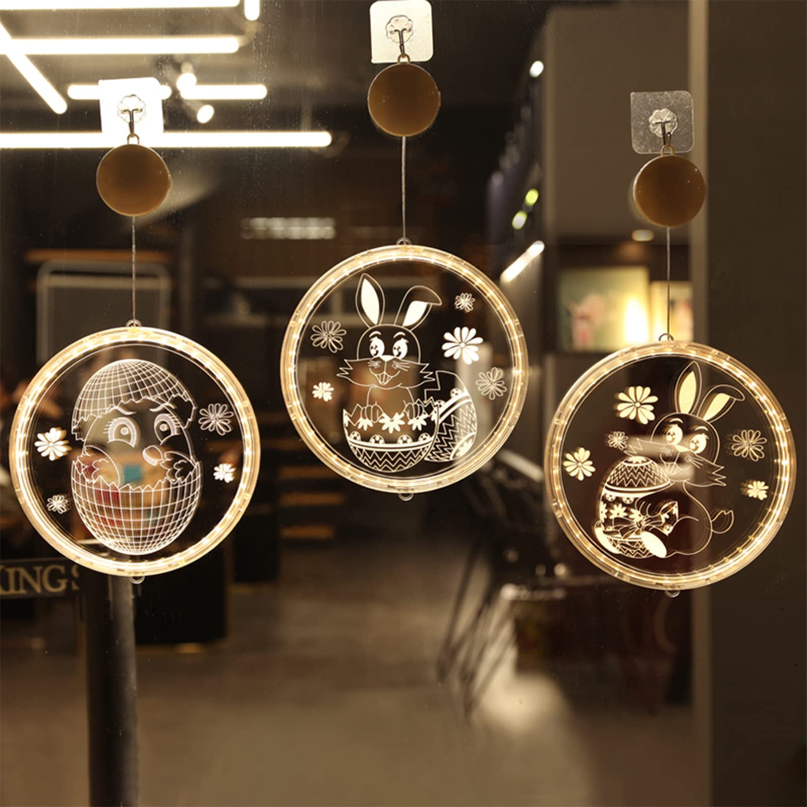 Easter Window Lights,3 Pack Easter Window Decorations，Bunny & Egg ...