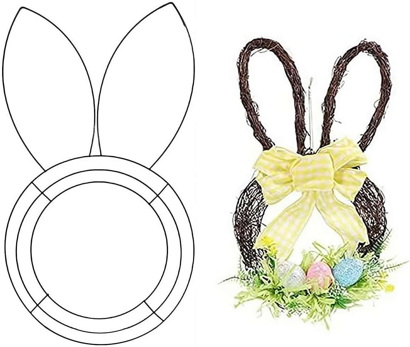 Easter Wire Wreath Frame, Easter Bunny Wreath Form, Easter Eggs/Carrot ...