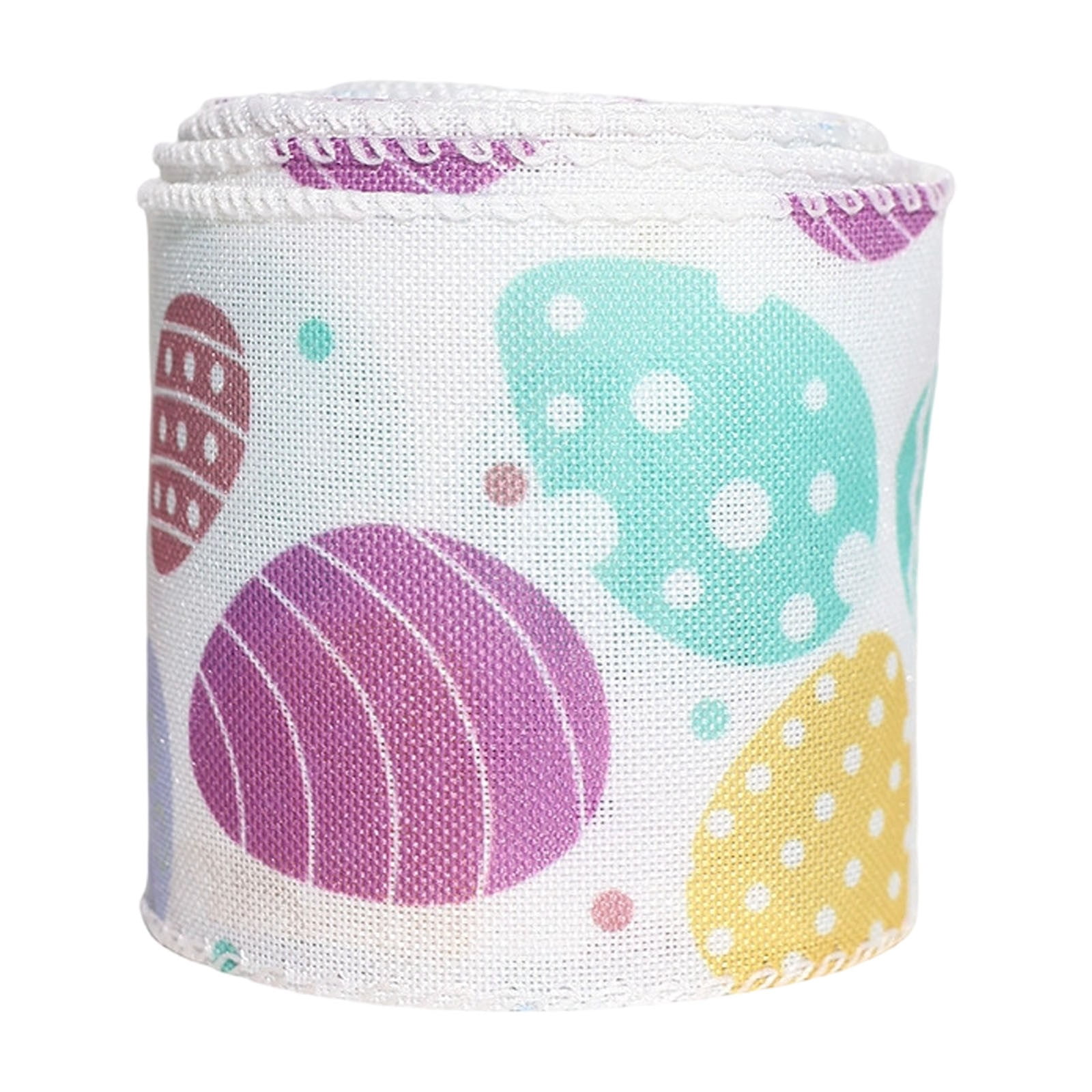 Easter Wired Edge Ribbon 1 Roll 16.4Ft Easter Ribbon Egg Bunny Printed ...