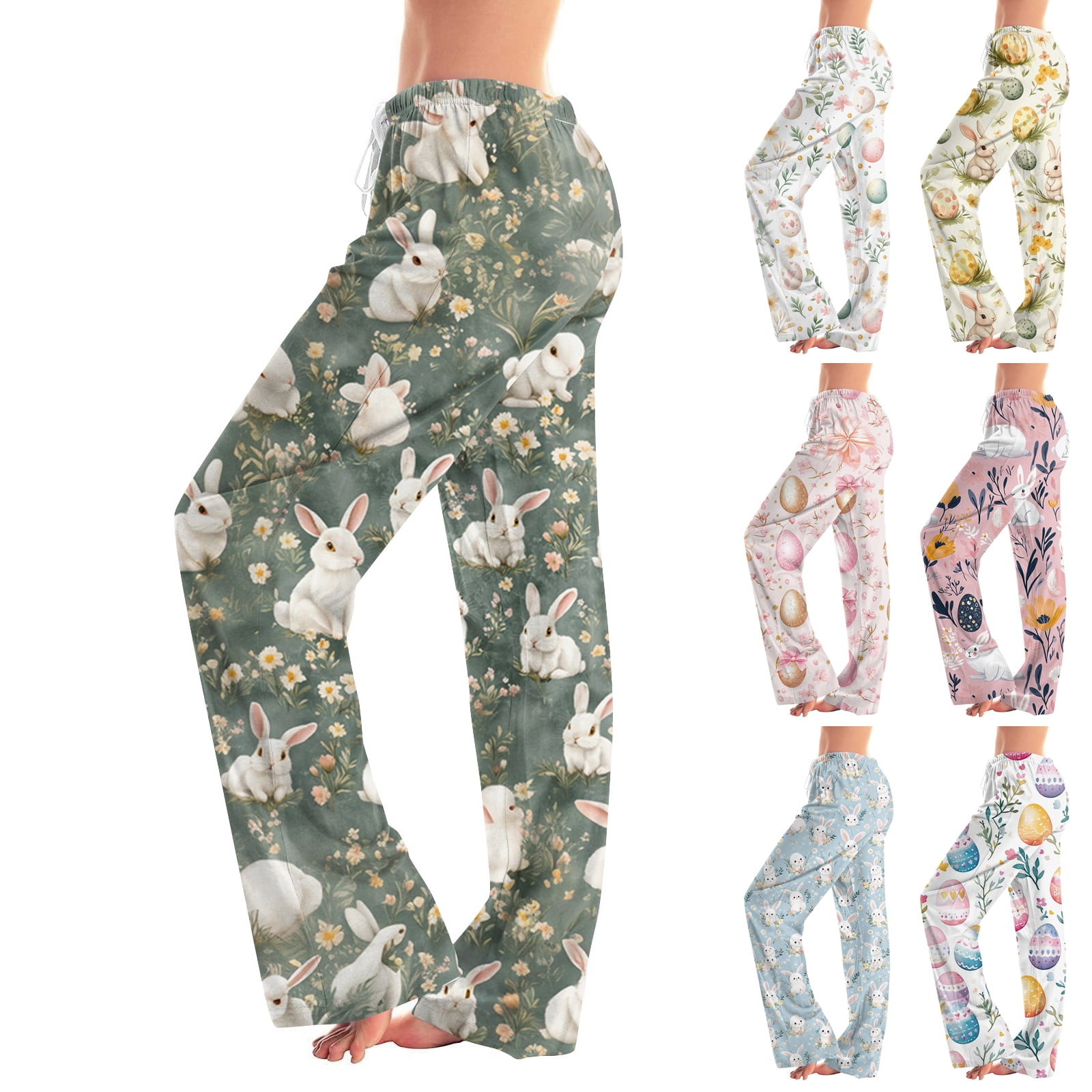 Easter Women's Pajamas Pants Cute Bunny Printed Funny Holiday Pj Pants ...